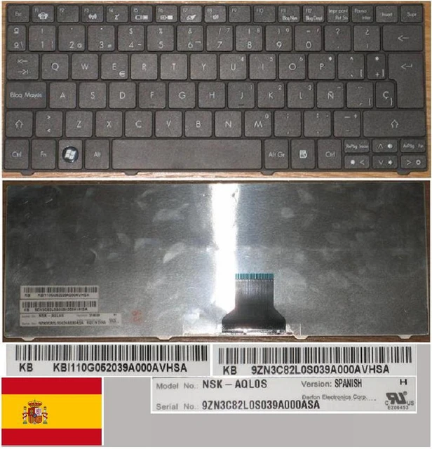 SPANISH QWERTY KEYBOARD Gateway EC19 NSK-AQL0S 9Z.N3C82.L0S KB.I110G ...