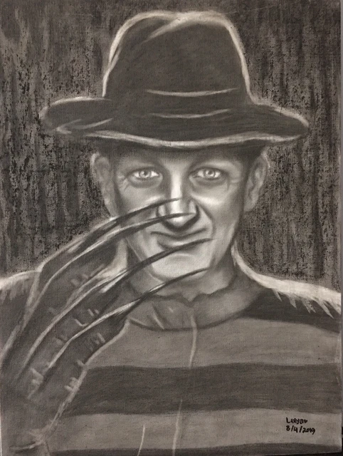 JUNGE ROBERT ENGLUND Freddy Krueger Bleistiftskizze Zeichnung auf ...