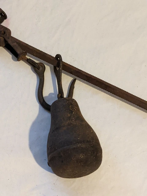 VINTAGE ANTIQUE CAST Iron Hanging Balance Hook Farm Hand Scale Tool ...