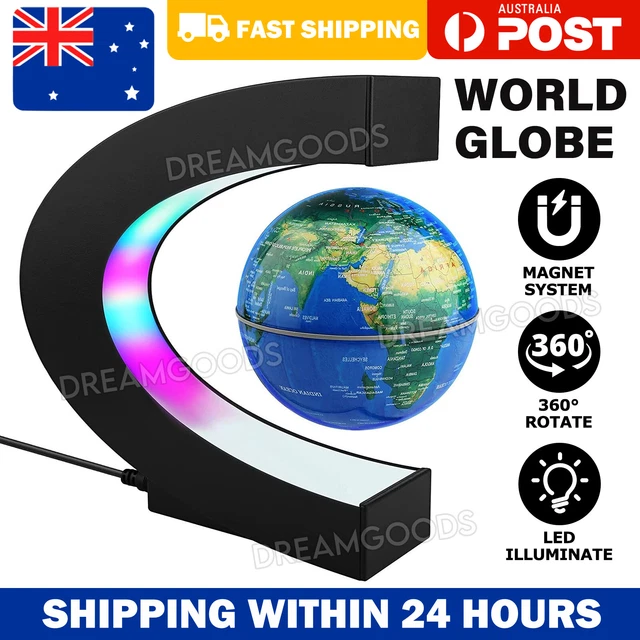 MAGNETIC LEVITATING FLOATING Rotating Globe World Map LED Lamp Light ...