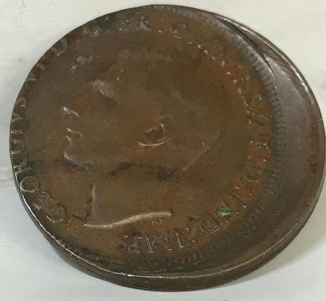 AUSTRALIA 1946 Y. Half Penny " Error Massive Misstrike Off Center ...