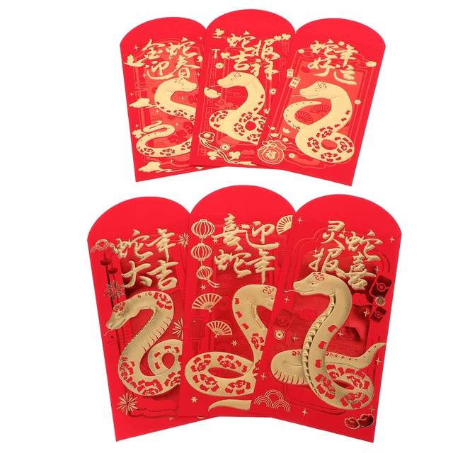12PCS YEAR OF the Snake Red Envelopes 2025 Chinese New Year Red ...