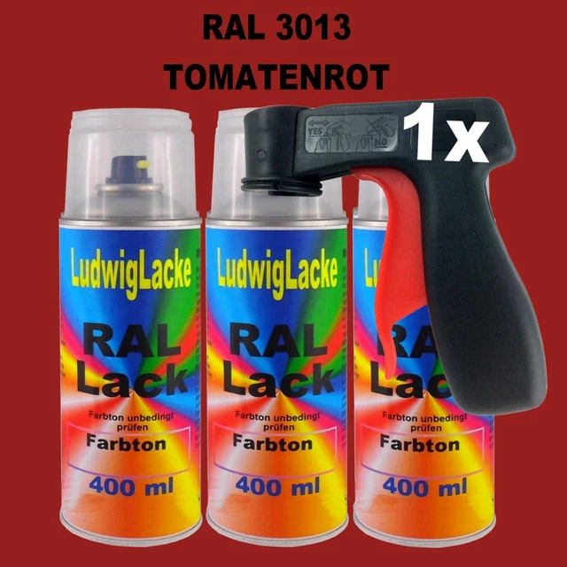 3X RAL 3013 Rouge Tomate Mat Dans Une Canette De Spray 400Ml + Poignée EUR 30,74 - PicClick FR