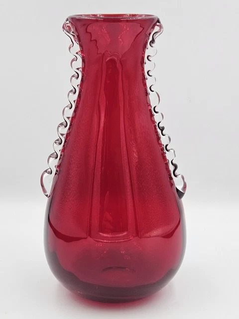 WHITEFRIARS GLASS PATTERN 9420 Ruby Red Flanged 6" Art Glass Small Vase ...