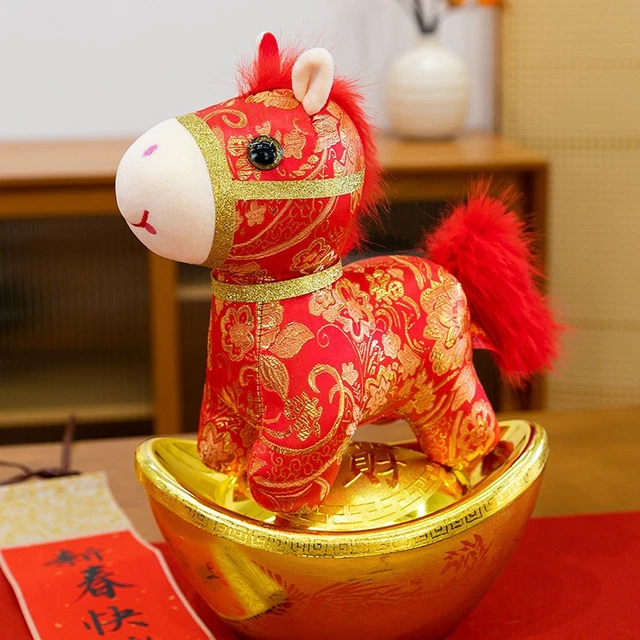 TRADITIONAL CHINESE NEW Year Red Horse Plush Toy With Pp Cotton Fill ...
