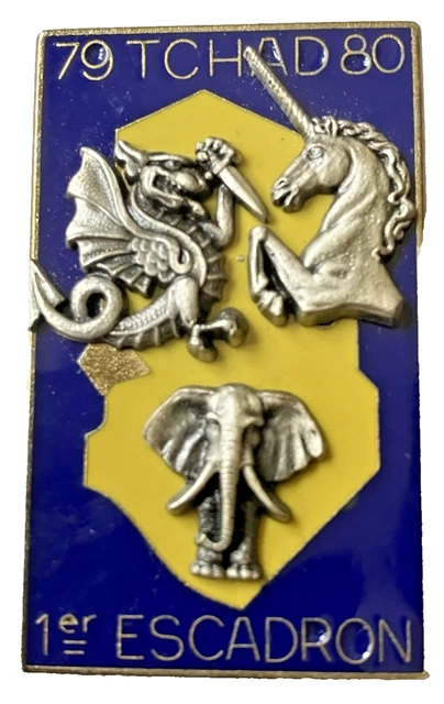 INSIGNE MILITAIRE OPEX / T.t.a. : " 1°Escadron 79 Tchad 80 " Delsart 1 ...