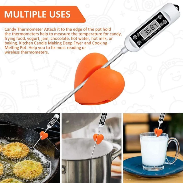 HEART SHAPE HAND-FREE Thermometer Holder Temp Probe Clip Kitchen Tool ...