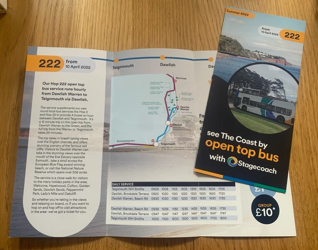 STAGECOACH SOUTHWEST: ROUTE 222 Dawlish open top bus timetable: Summer ...