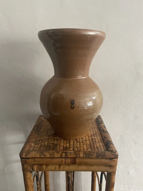 VINTAGE FRENCH GLAZED Terracotta Studio Pottery Large Bulbous Funnel ...