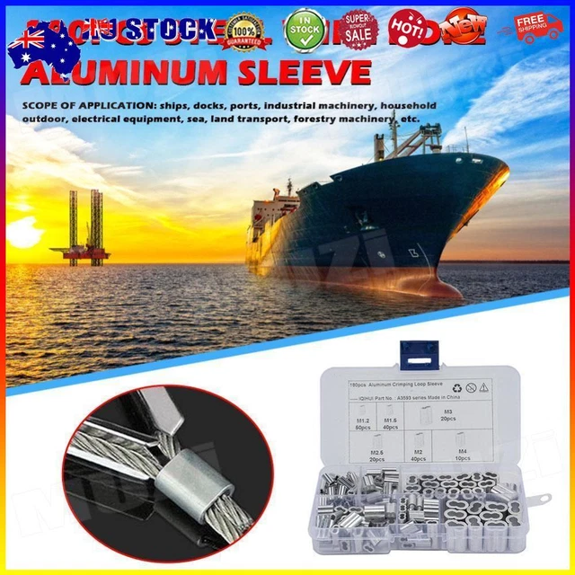 180PCS ALUMINUM CRIMPING Loop Sleeve 6 Shape Wire Crimp Sleeve M1.2-M4 ...