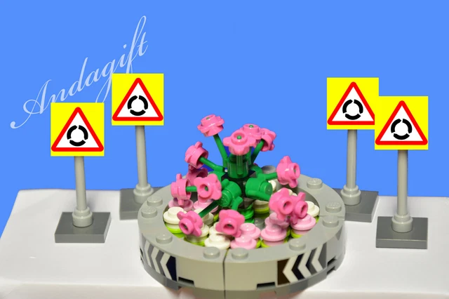 LEGO PIECES ROUNDABOUT with 4 road signs flowers and decals NEW £8.99 ...