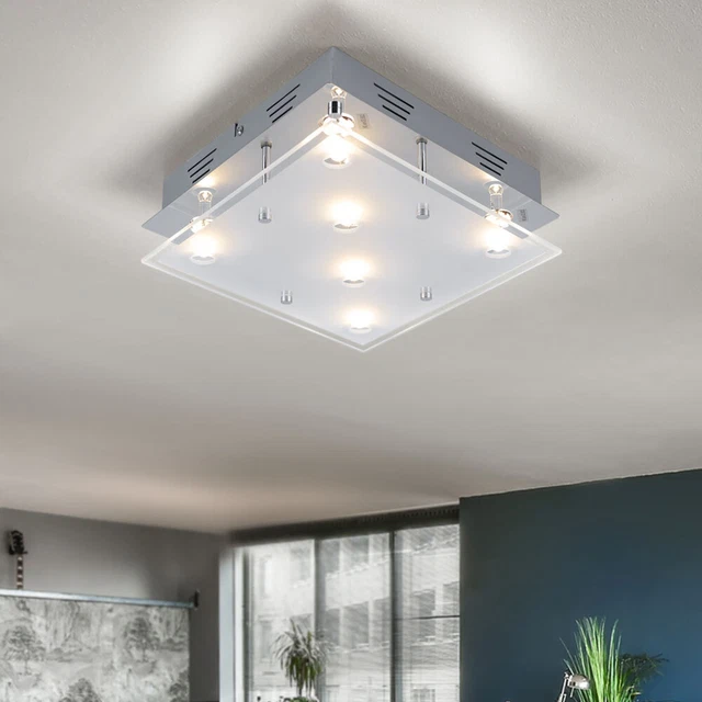 LED PLAFOND DESIGN Lampe Verre Luminaire Éclairage Chambre-Salon ...