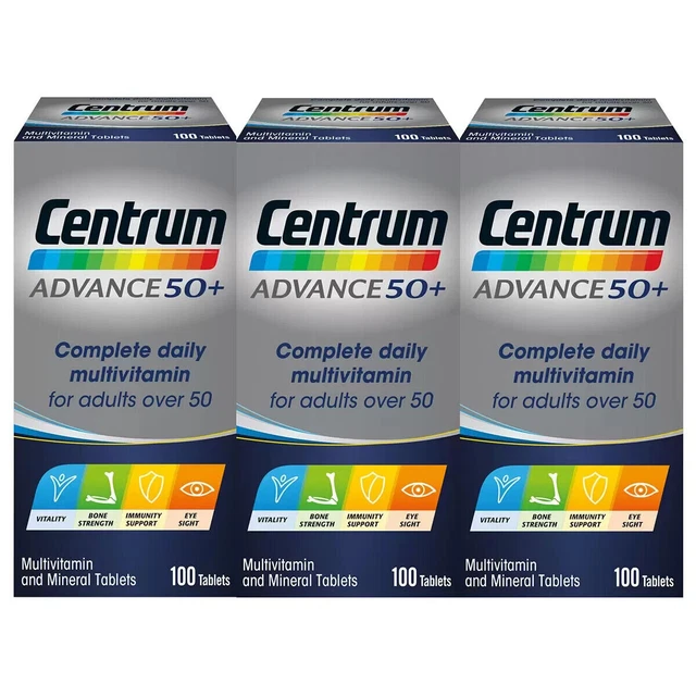CENTRUM ADVANCE 50+ Multivitamin & Mineral Tablets Pack 3x100 Tablets £ ...