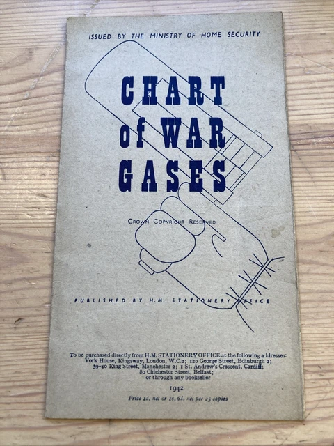WWII 1942 CHART Of War Gases Leaflet - By HMSO £6.99 - PicClick UK