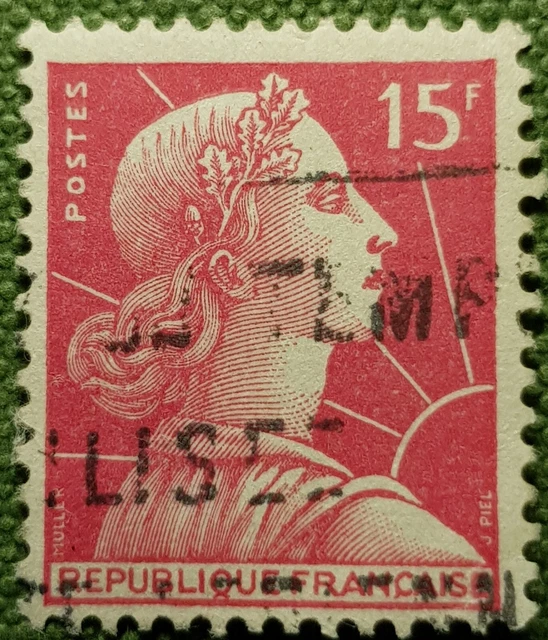 VINTAGE REPUBLIQUE FRANCAISE stamp 15F Marianne Louis-Charles Muller ...