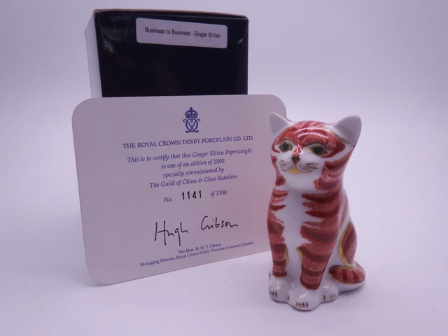 ROYAL CROWN DERBY Limited Edition Sitting Ginger Kitten 1141/1500 £49. ...