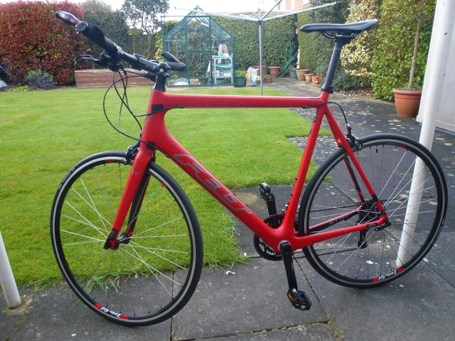 FELT F7 CARBON road bike 61cm frame, red silver, flat bars, Sora gears ...