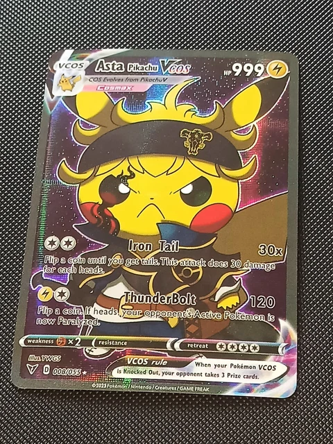 PIKACHU POKEMON ASTA Black Clover Pika Carte Card Holo Prism Manga ...