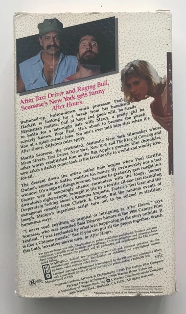 AFTER HOURS VHS Original 1st 1986 Warner 80s Wacky Comedy Cheech Chong ...