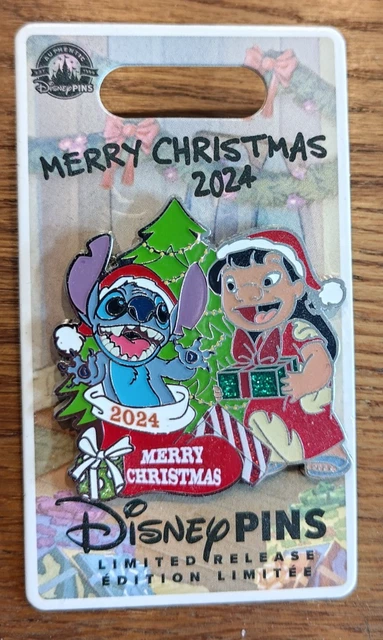 DISNEY PARKS WORLD Lilo & Stitch Pin Merry Christmas 2024 Xmas Holidays ...