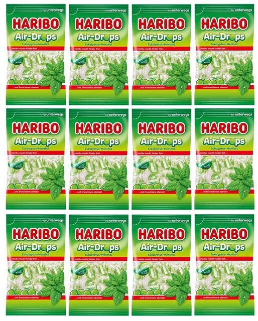 12 TÜTEN HARIBO Air-Drops Eukalyptus-Menthol a 100 g mit Minzöl ...