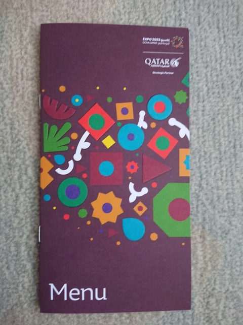 QATAR AIRWAYS BUSINESS class menu Expo 2023 limited edition £2.99 ...