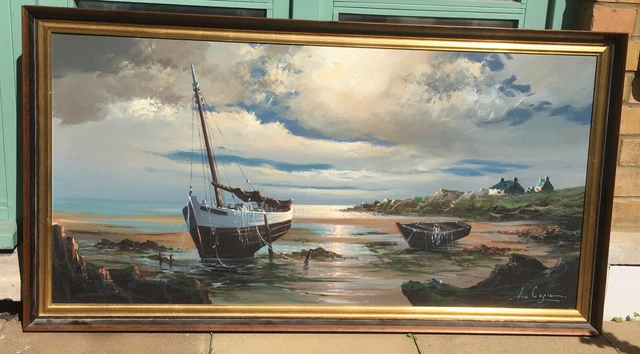 ARTIST LE COZIC Original large oil painting on canvas Nautical scene £ ...