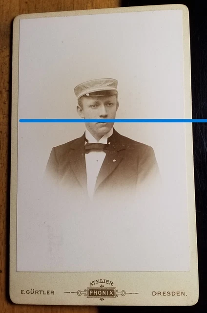 W. BAUMGARTEN 1899 als Student oder Schüler mit Mütze - Zirkel ? CDV ...