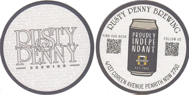 RUSTY PENNY AUSTRALIAN Round Coaster Beermat 03 EUR 3,01 - PicClick FR