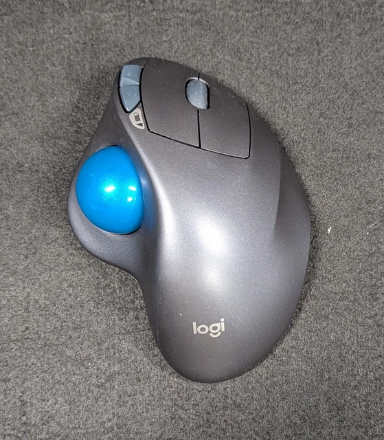 LOGITECH LOGI M570 Wireless Trackball Mouse & Paired Receiver Blue Ball ...