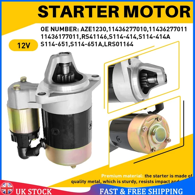STARTER MOTOR FOR Yanmar L40 L48 L70 L100 Chinese 170F 178F 186Fa ...