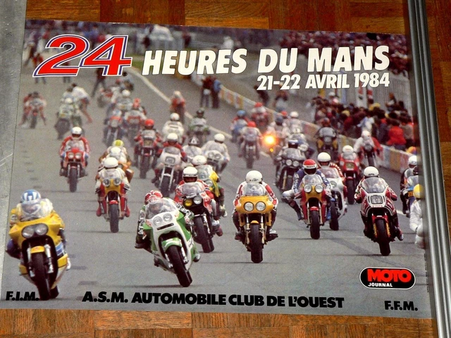 Affiche 24 Heures Du Mans Moto 1984 Honda Kawasaki Suzuki Poster Photo