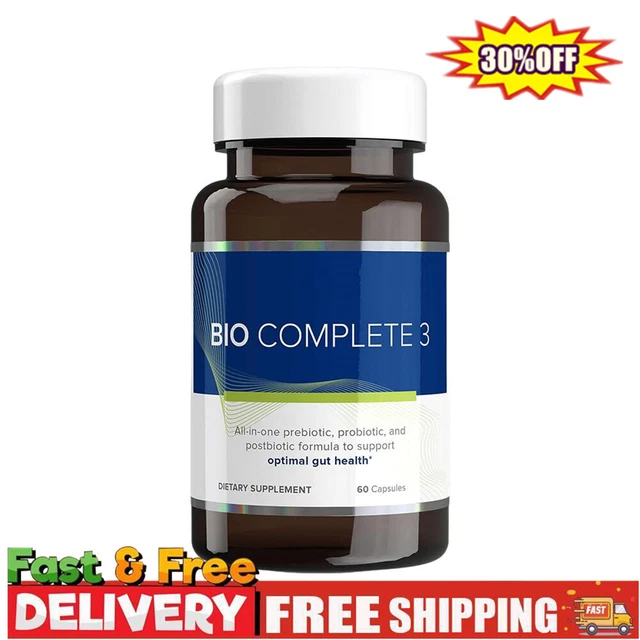 BIO COMPLETE 3 Capsules 60 Count Prebiotic Probiotic Postbiotic ...