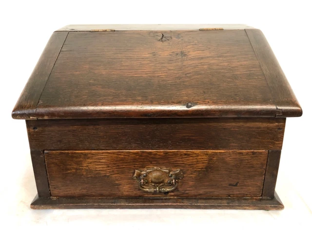 ANTIQUE VICTORIAN OAK Bible Box Cabinet with Drawer Key / Letter ...