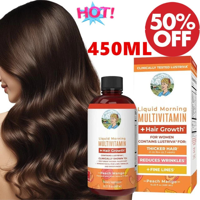 LIQUID MORNING MULTIVITAMIN Lustriva for Hair Growth - 450 mL Biotin ...