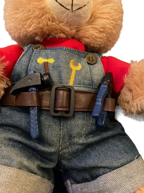 THE BEAR FACTORY Brown Teddy Plush Construction Worker With Tools 2001 ...