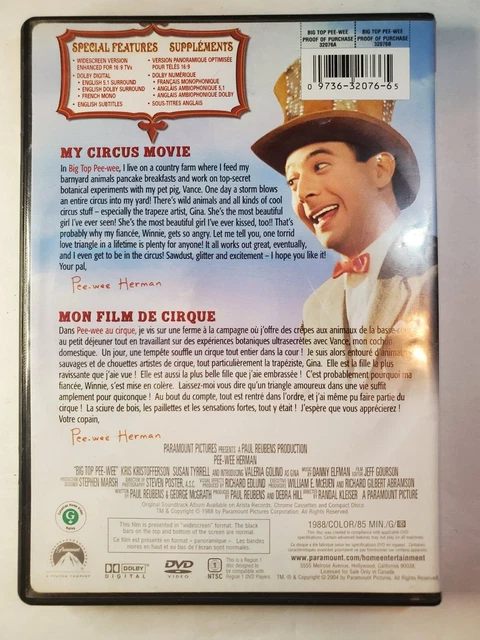 BIG TOP PEE Wee Widescreen Collection DVD Tested and Working $14.95 ...