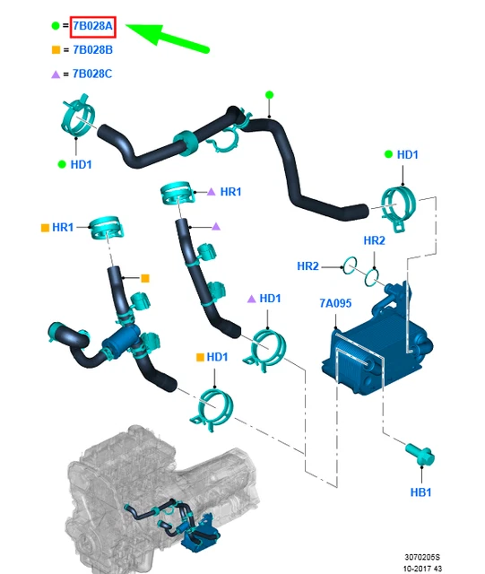 FORD RANGER T6 MK1 Transmission Oil Cooler Hose Assy 2088650 NEW ...