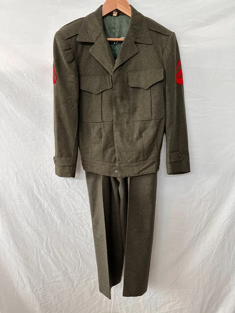 WWII USMC MARINE Corps Ike Jacket Green Wool Uniform VGC £44.89 ...