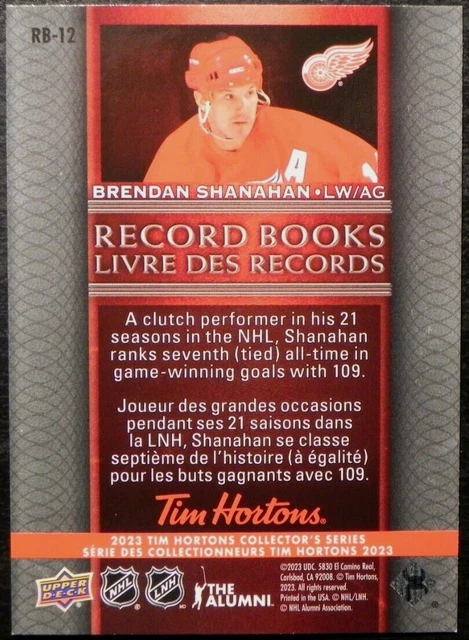 2023 TIM HORTONS Record Books RB-12 Brendan Shanahan Detroit Red Wings ...