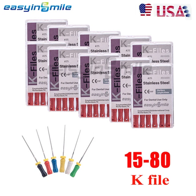 EASYISNMILE DENTAL K-FILES Stainless Steel Endo Root Canal Hand Files ...