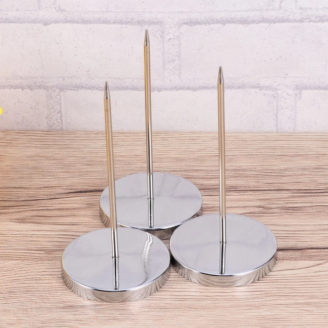 3 PCS SILVER Desk Straight Rod Check Spindle Holder Metal Bill Holder ...