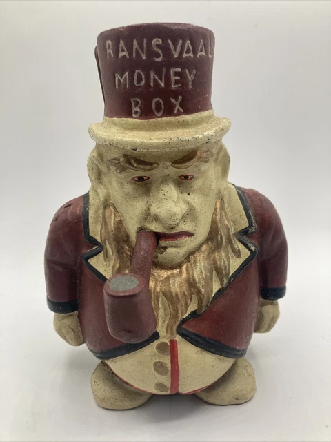 ANTIQUE CAST IRON Paul Kruger Ransvaal Money Box Coin Bank Made in ...