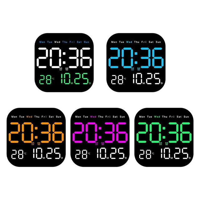 LED DIGITAL WALL Clock Large Screen Time Temperature Date Display Alarm ...
