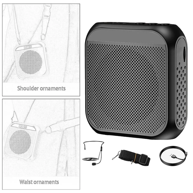 VOICE AMPLIFIER MEGAPHONE Speaker Rechargeable Mini Black £18.42 ...