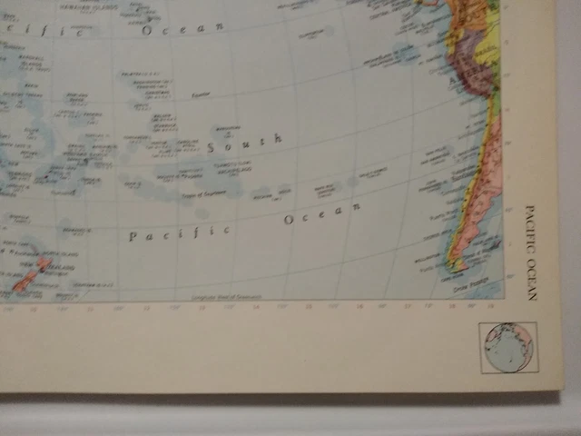 1960'S VINTAGE PACIFIC OCEAN Atlas Map - Old Antique Rand McNally World ...