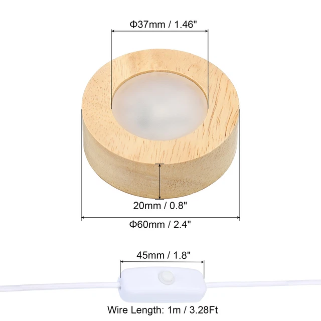 2.4& WOODEN LED Light Base Wood Light Display Base Stand Warm White ...