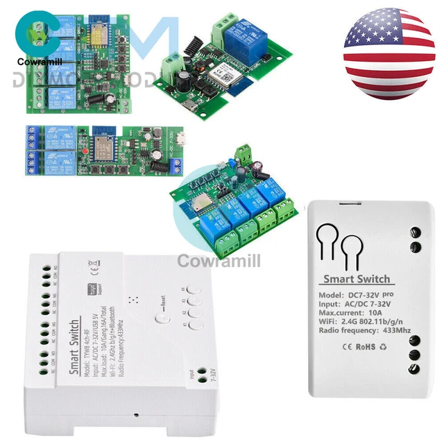 REMOTE CONTROL WIRELESS WiFi Switch Relay Module 1/2/4CH DC7-32V/AC85 ...