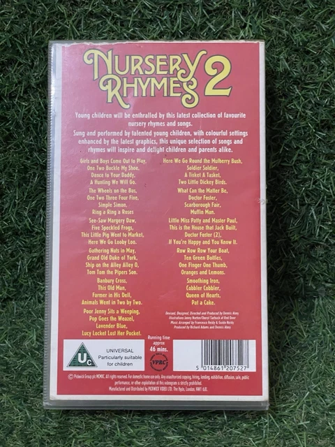 NURSERY RHYMES 2 VHS 1993 Vintage Children's Music Pickwick Kids Video ...