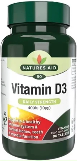 NATURES AID VITAMIN D3 400IU 90 Tablets Bone Muscle Immune Support £9. ...